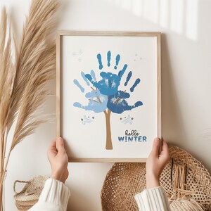 Winter Handprint Art | Printable Tree Winter Handprint Craft ...