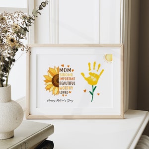 Mother's Day Flower Handprint Craft Art, Printable | Mothers Day, Gift ...