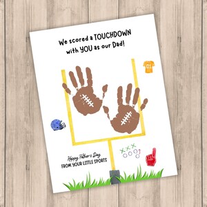 Fathers Day Football Handprint Art Craft, PRINTABLE | Sports Gift for ...