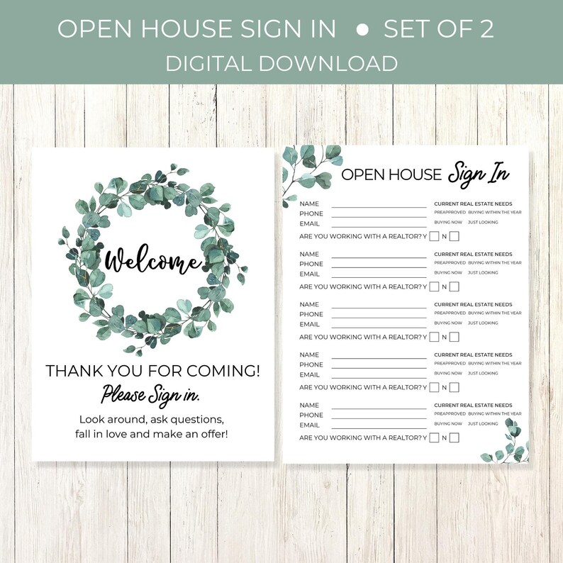 Real Estate Open House Sign in Sheet Bundle Realtor Printable - Etsy
