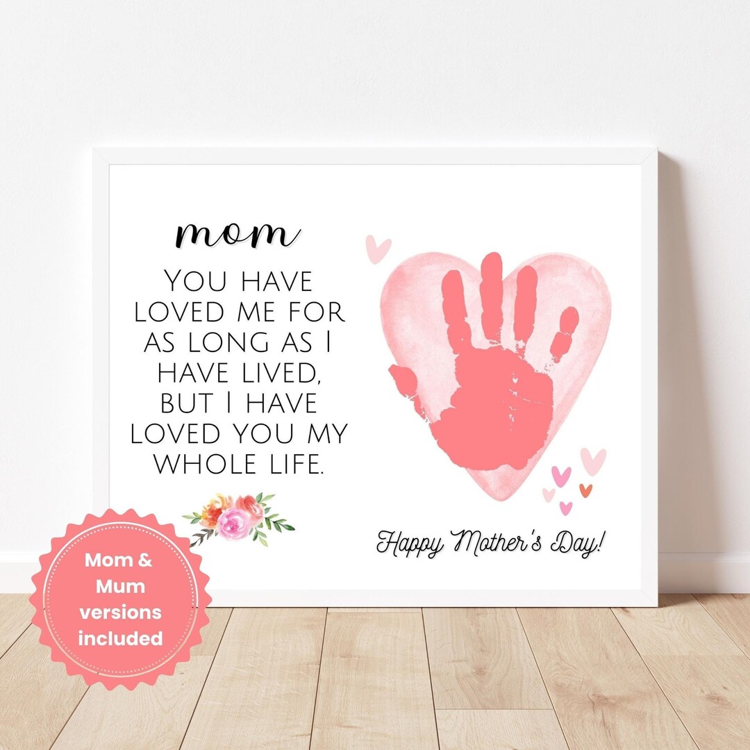 Mothers Day Handprint Art Craft for Mom or Mum, Printable | Baby Kids ...
