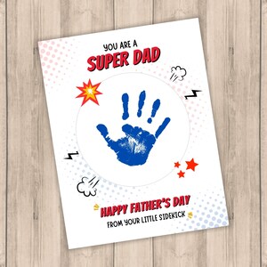 Fathers Day Super Hero Handprint Art Craft, PRINTABLE | Gift for Dad ...