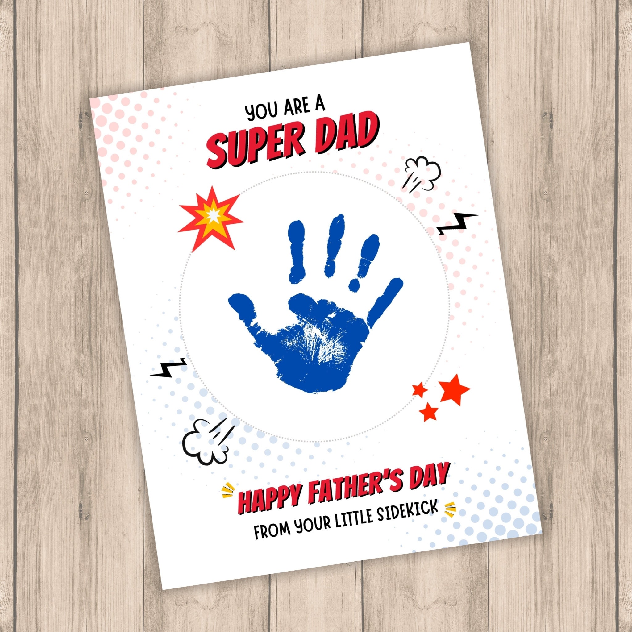 Fathers Day Super Hero Handprint Art Craft, PRINTABLE | Gift for Dad ...
