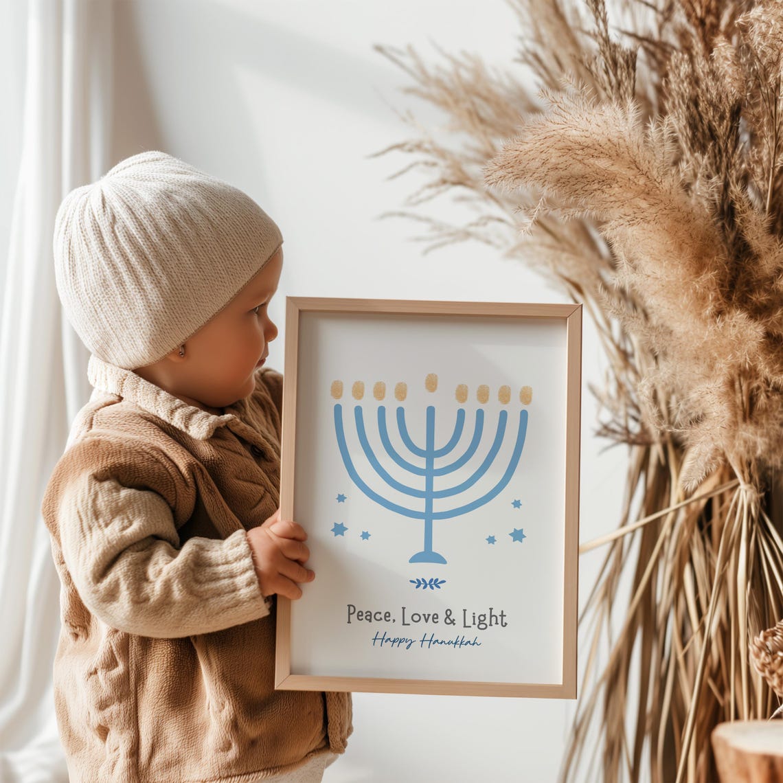 Hanukkah Menorah Handprint Art | Printable Hanukkah Craft for Kids ...