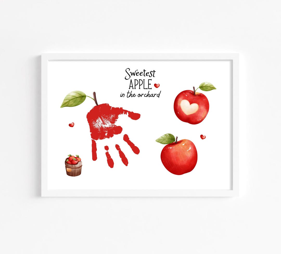 Fall Handprint Art: Apple Handprint Craft, Printable | Autumn Activity ...