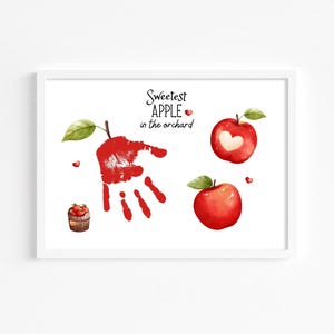Fall Handprint Art: Apple Handprint Craft, Printable | Autumn Activity ...