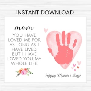 Mothers Day Handprint Art Craft for Mom or Mum, Printable | Baby Kids ...