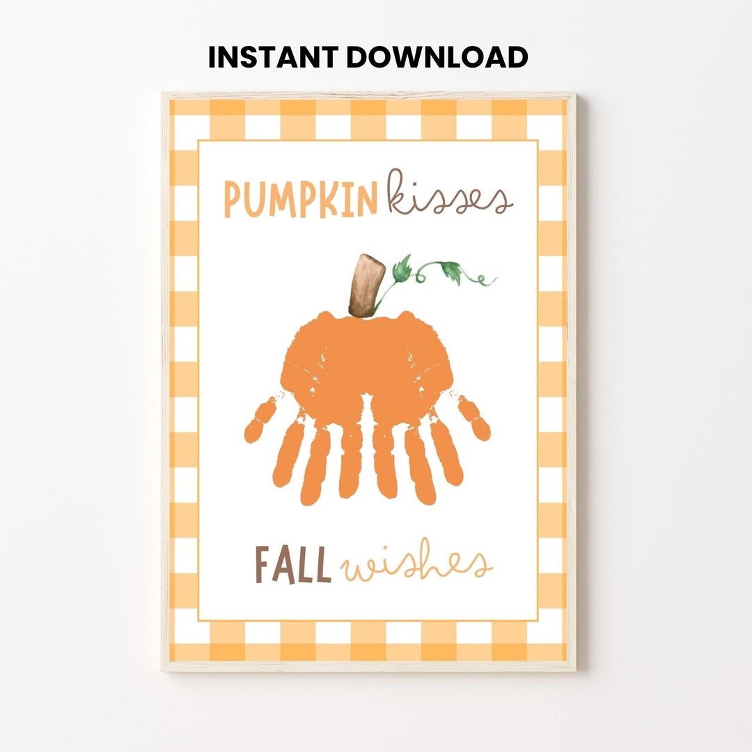 Fall or Thanksgiving Handprint Craft, Printable | Pumpkin Handprint Art ...