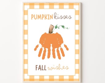 Fall Handprint Art, Printable | Leaves and Football Craft, Autumn ...