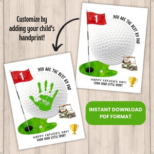 Fathers Day Golf Handprint Art Craft, PRINTABLE | Gift for Dad or ...