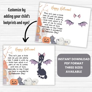Halloween Footprint Art Craft, PRINTABLE | Cute Halloween Handprint ...