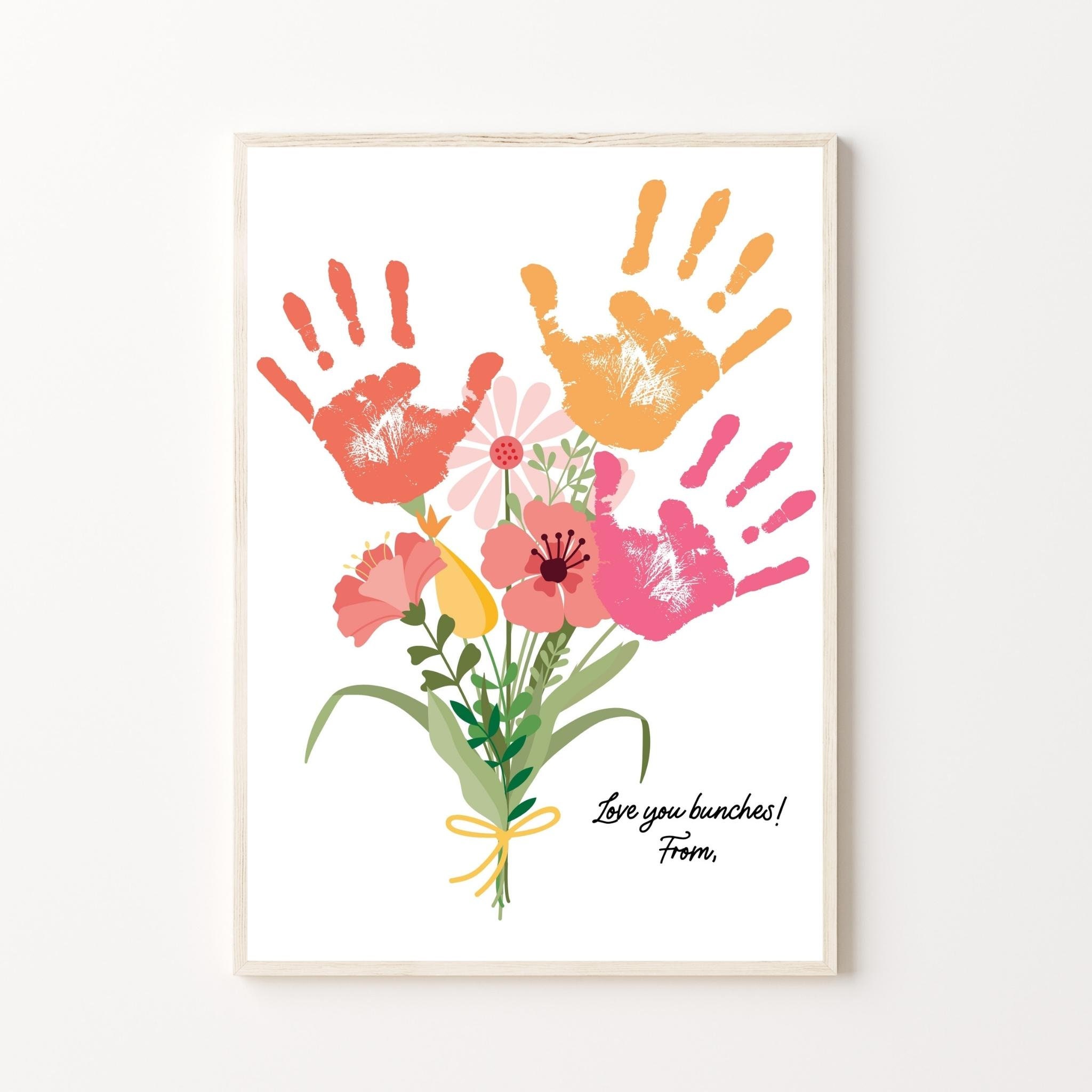 Flower Handprint Craft Art Printable for Mom or - Etsy Australia