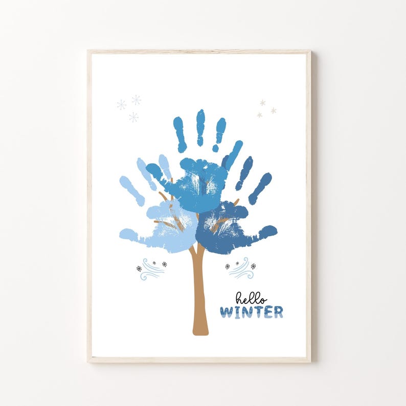 Winter Handprint Art | Printable Tree Winter Handprint Craft ...