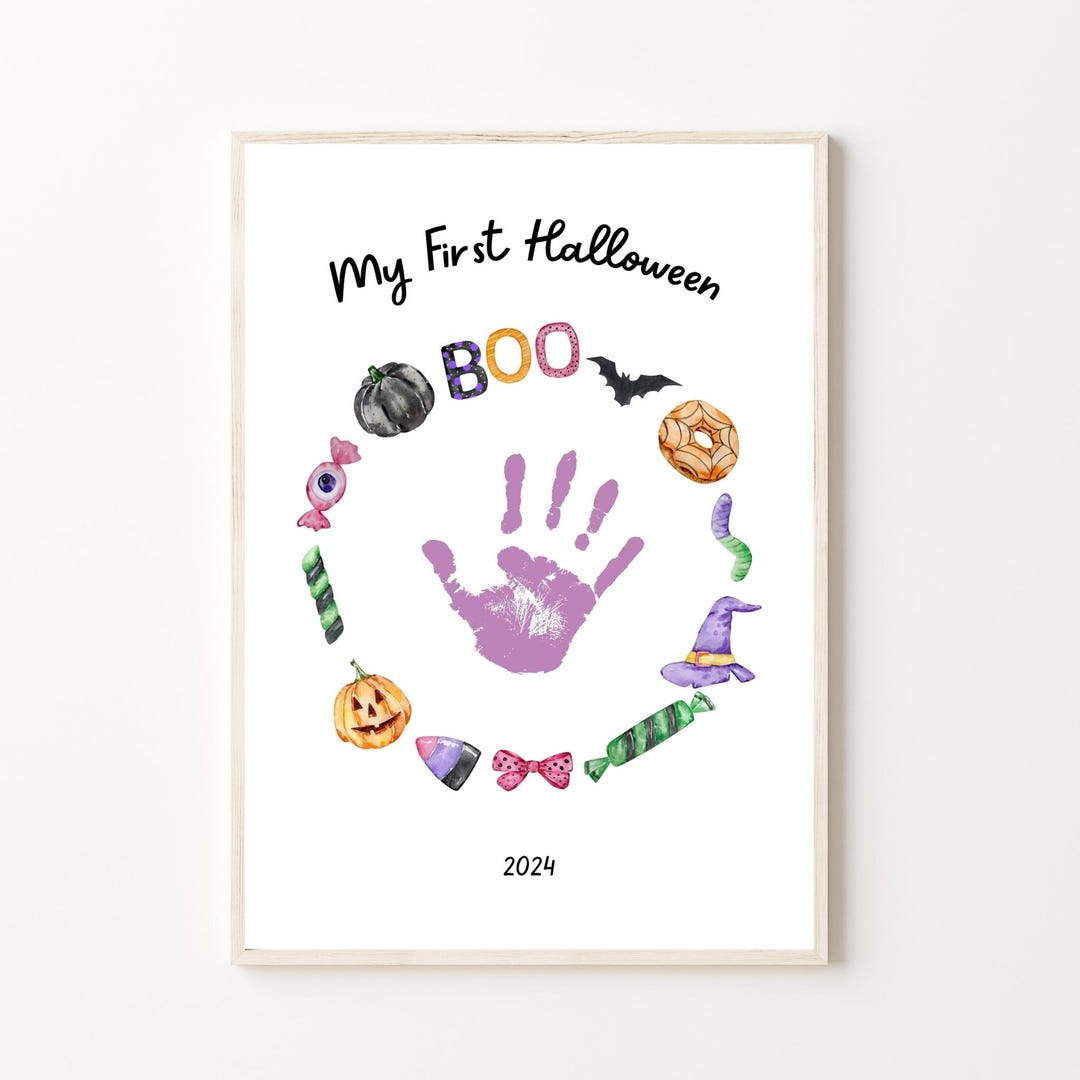 Baby's 1st First Halloween Handprint Footprint Craft, Printable | Baby ...