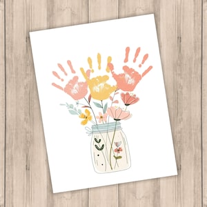 Flower Handprint Craft Art, Printable | Mothers Day, for Mom or Grandma ...
