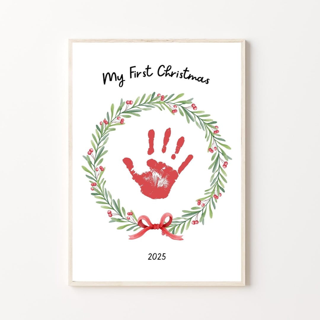 My First Christmas Footprint Art Craft, Printable | Baby 1st Xmas ...