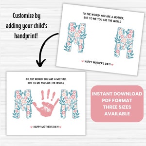 Mother's Day Mom Handprint Art, Printable | Craft for Mom From Baby ...