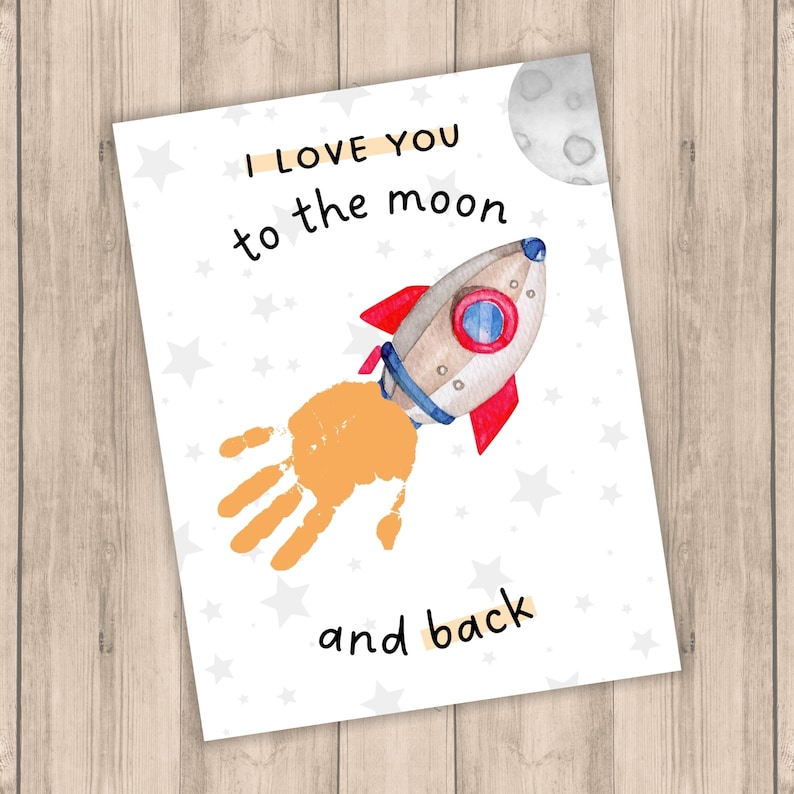 Rocket Handprint Art Craft, PRINTABLE | Gift for Dad, Mom, Grandma ...