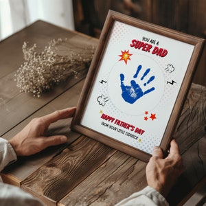Fathers Day Super Hero Handprint Art Craft, PRINTABLE | Gift for Dad ...