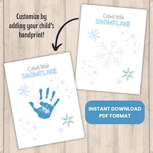 Printable Winter Snowflake Handprint Art | Snow Handprint Craft ...