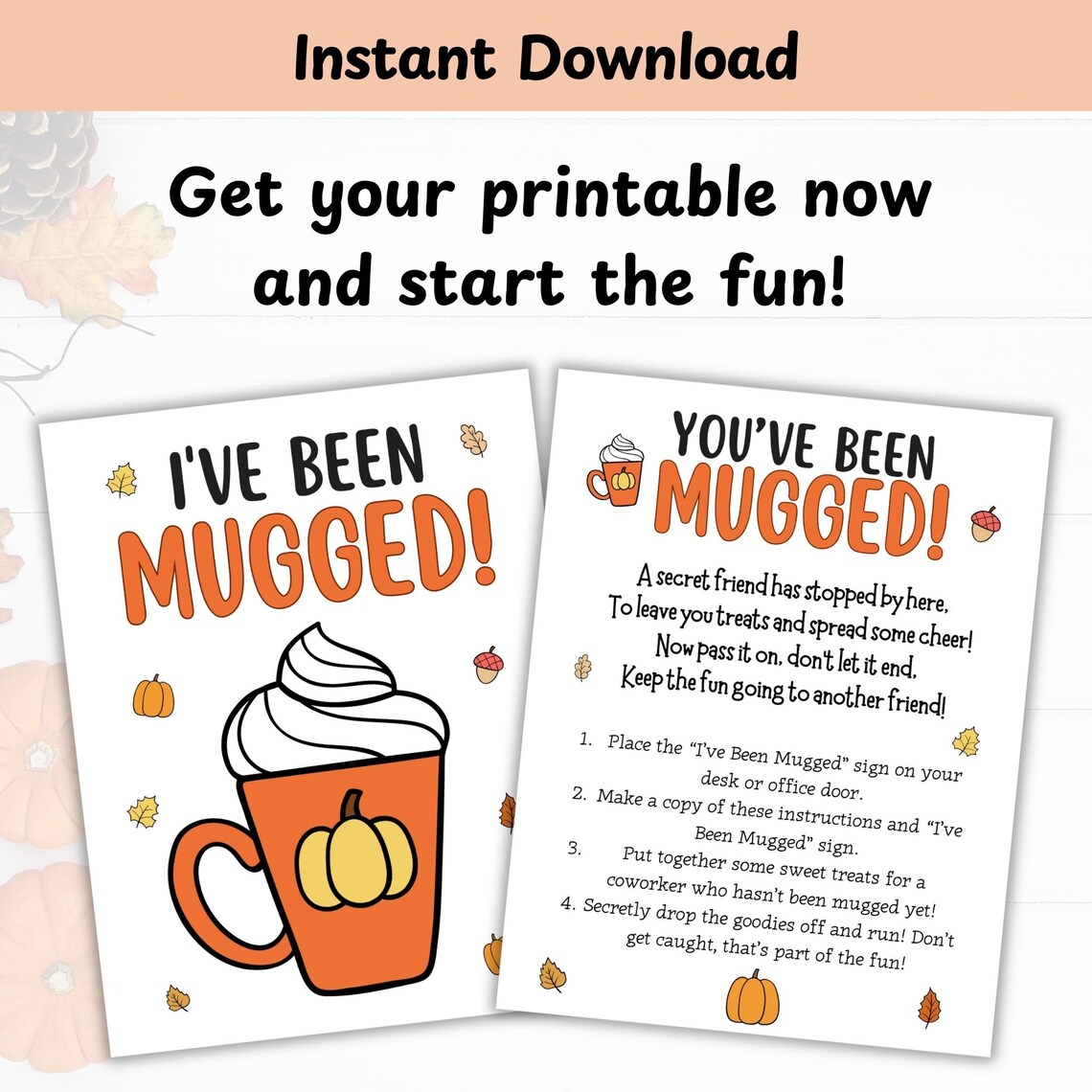 Youve Been Mugged Printable, Office Coworker Game | Fall Team Building ...