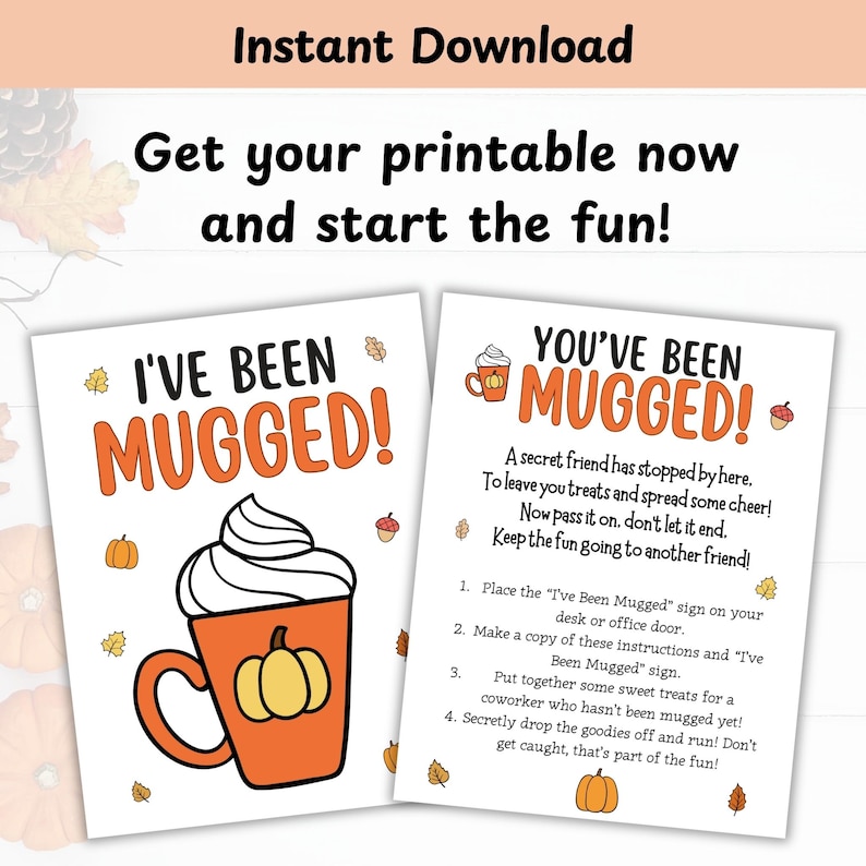 Youve Been Mugged Printable, Office Coworker Game | Fall Team Building ...