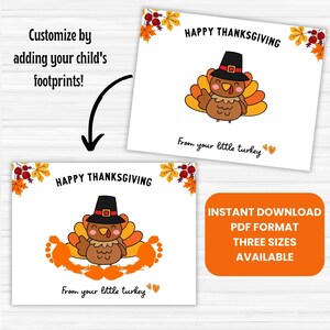 Thanksgiving Turkey Footprint Craft, Printable | Fall Handprint Art ...