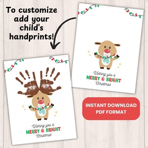 Christmas Reindeer Handprint Art, Printable | DIY Xmas Gift for Parents ...