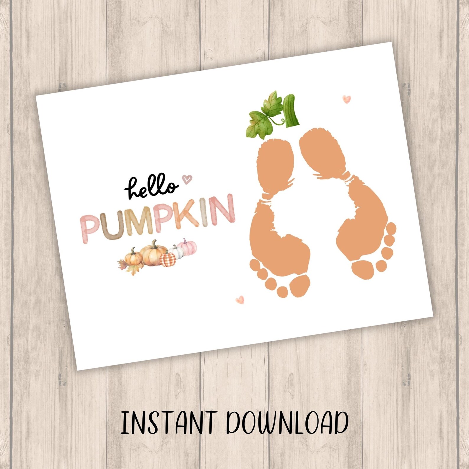 Fall Handprint Art: Hello Pumpkin, Printable | Thanksgiving Footprint ...
