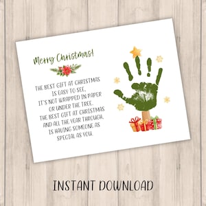 Christmas Handprint Art Craft, Printable, Holiday DIY Card Gift for ...