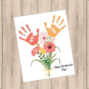 Grandparents Day Flower Handprint Art Craft Printable Gift - Etsy