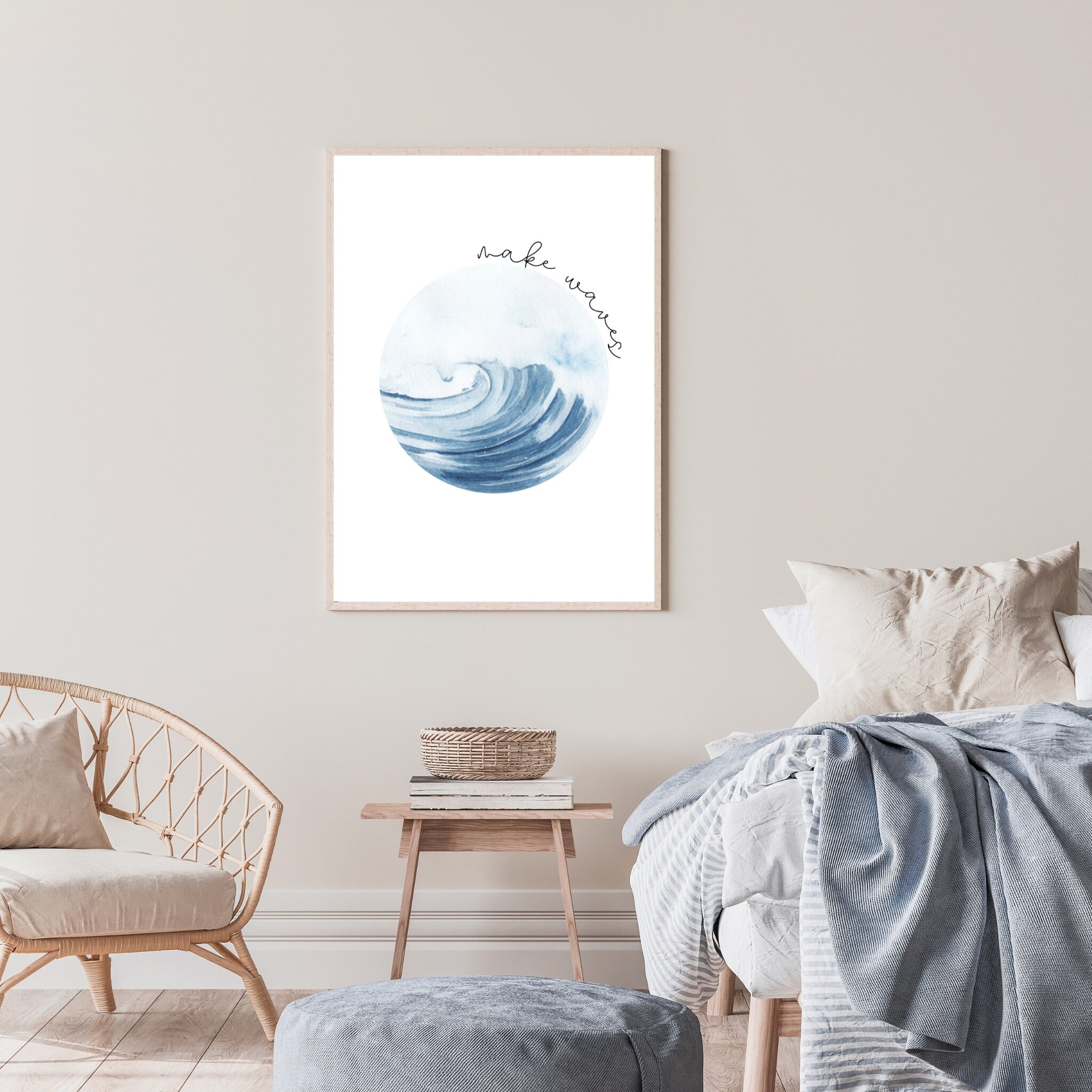 Make Waves Print Printable Wall Art Beach House Sign Surf - Etsy
