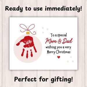 Christmas Ornament Handprint Art, Printable | DIY Xmas Gift for Parents ...