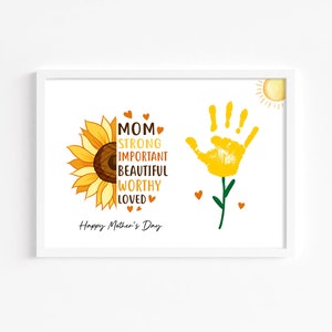 Mother's Day Flower Handprint Craft Art, Printable | Mothers Day, Gift ...