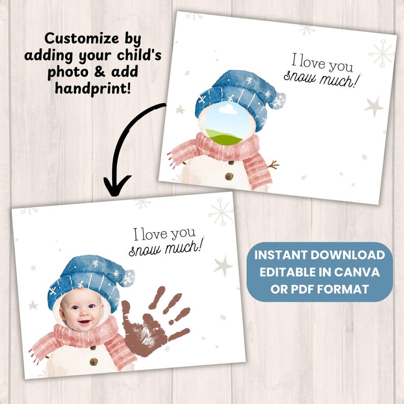 Winter Handprint Craft | Snowman Handprint Art With Photo | I Love You ...