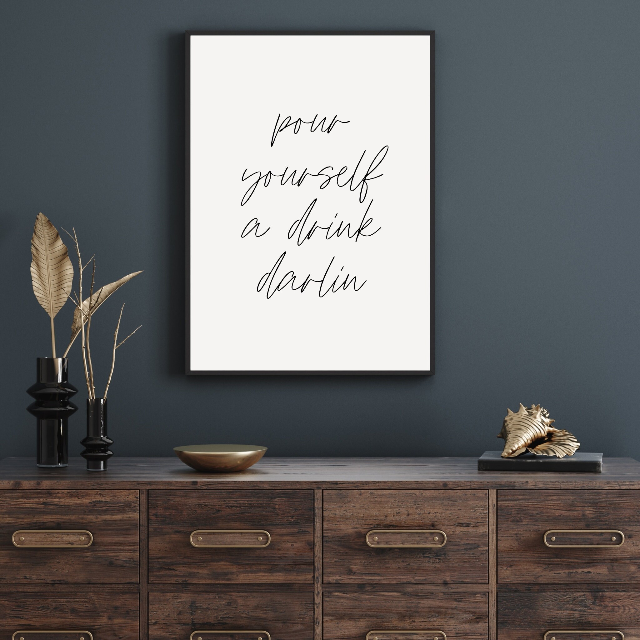 Bar Cart Decor Printable Wall Art Bar Cart Sign Alcohol | Etsy