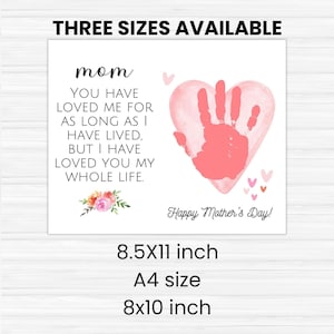 Mothers Day Handprint Art Craft for Mom or Mum, Printable | Baby Kids ...