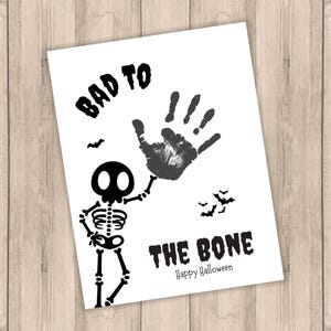 Printable Bad to the Bone Halloween Handprint Art Craft | Skeleton ...