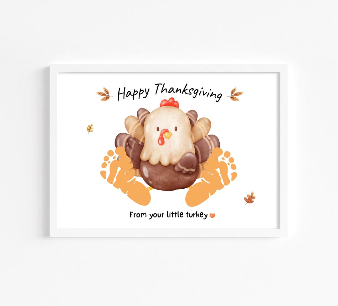 Turkey Footprint Art, Thanksgiving Handprint Craft, Printable | for ...