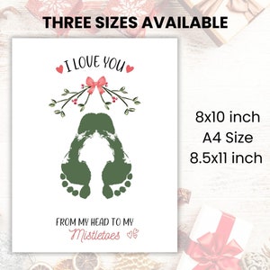Mistletoe Christmas Footprint Art Craft, Printable, Holiday DIY Card ...