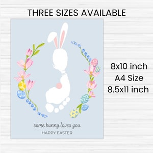 Easter Bunny Footprint Handprint Art Craft, Printable | Happy Easter ...