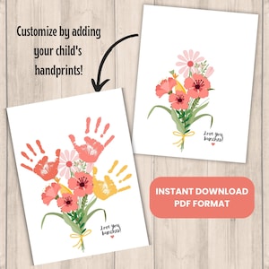 Flower Handprint Craft Art, Printable | for Mom or Grandparents ...