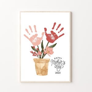 Mothers Day Flower Handprint Art Bundle Printable Mom Craft - Etsy
