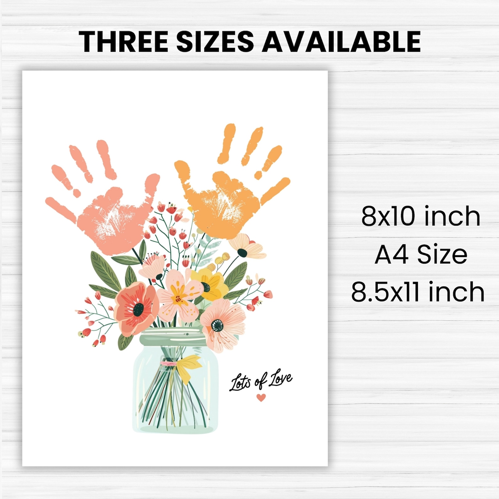 Flower Handprint Craft Art, Printable Mothers Day, for Mom or Grandma ...