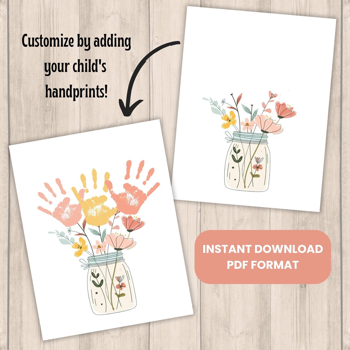 Flower Handprint Craft Art, Printable | Mothers Day, for Mom or Grandma ...