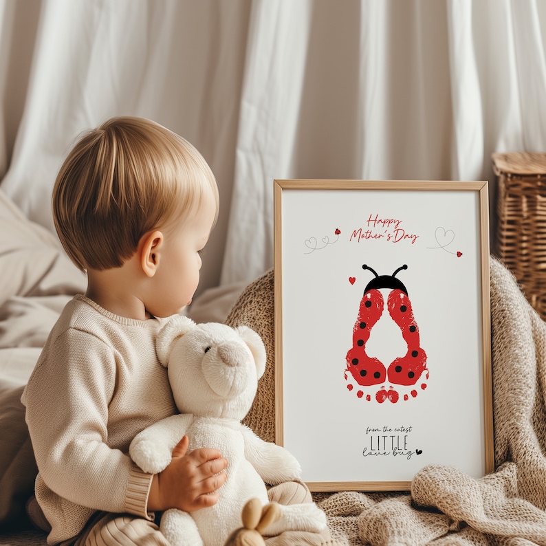 Mothers Day Love Bug Footprint Art Craft for Baby, Printable| Handprint ...