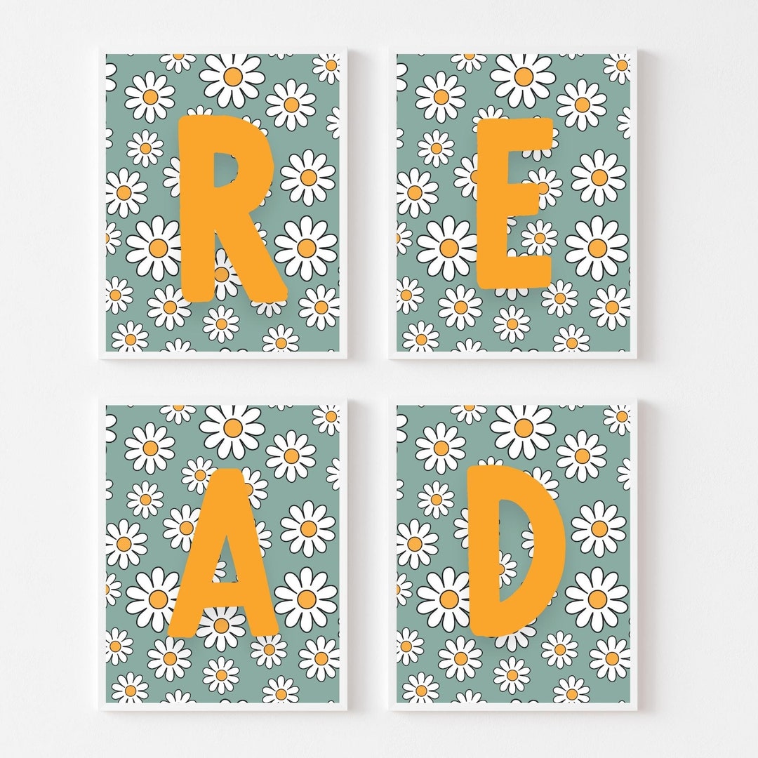 Boho Classroom Poster Decor Bundle, Printable Wall Art | Retro English ...