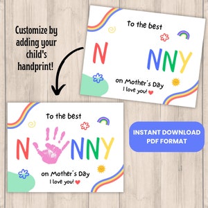 Mother's Day Nanny Handprint Art Craft, Printable | Gift for Nanny From ...