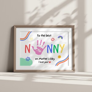 Mother's Day Nanny Handprint Art Craft, Printable | Gift for Nanny From ...