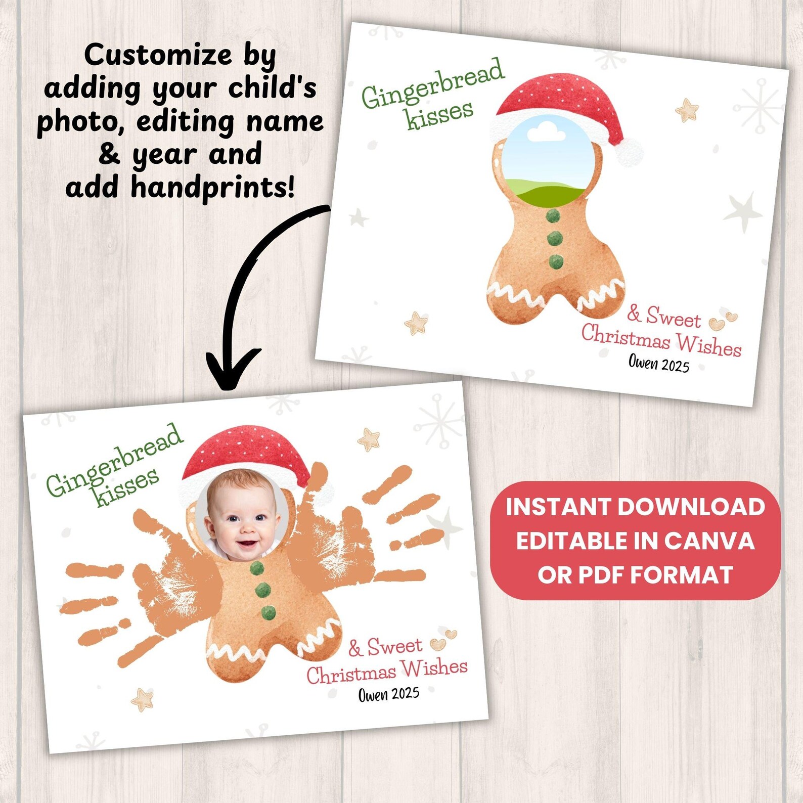 Christmas Handprint Craft Template | Gingerbread Handprint Art With ...